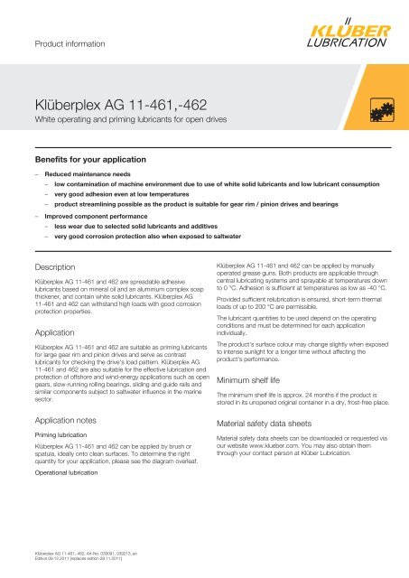 Klüberplex AG 11-462 - Klüber Lubrication