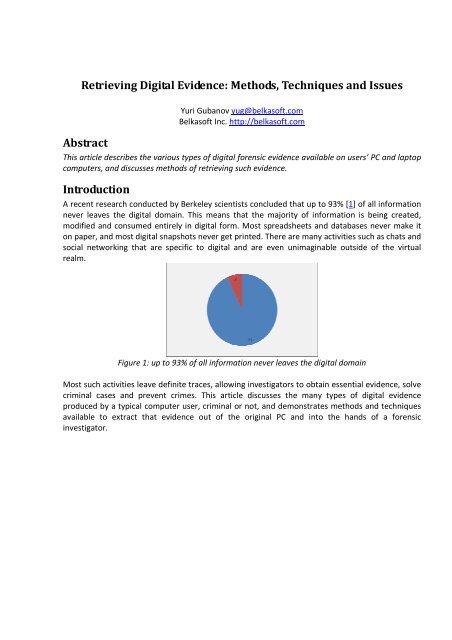 Retrieving Digital Evidence: Methods, Techniques and ... - Belkasoft
