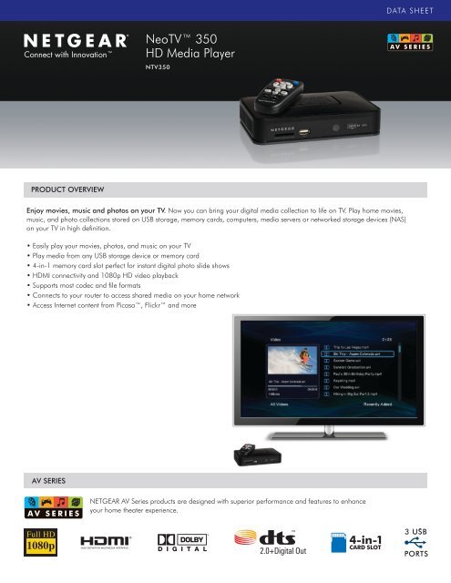 NeoTV™ 350 HD Media Player - NTV350 - Netgear
