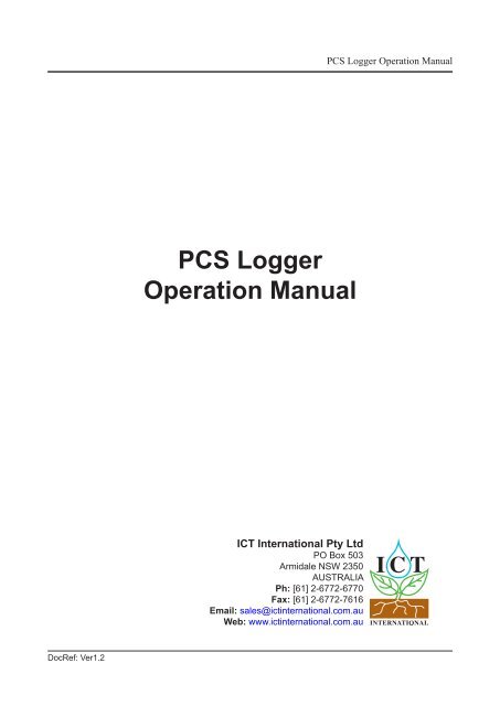 PCS Logger Operation Manual - ICT International