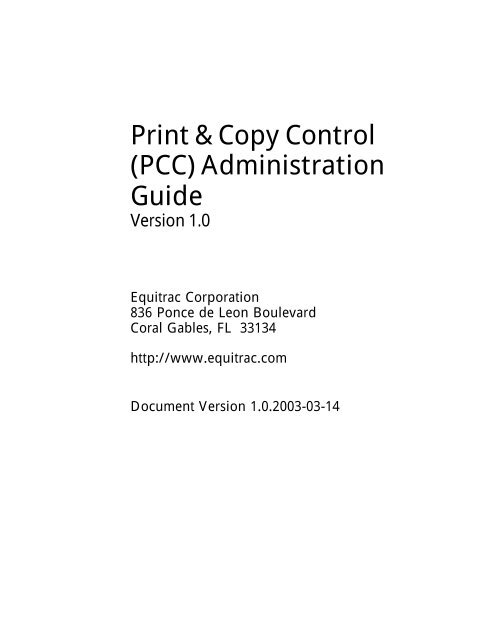 Print & Copy Control (PCC) Administration Guide - Ricoh