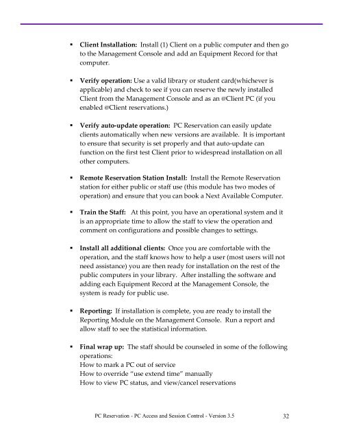 Client Installation: