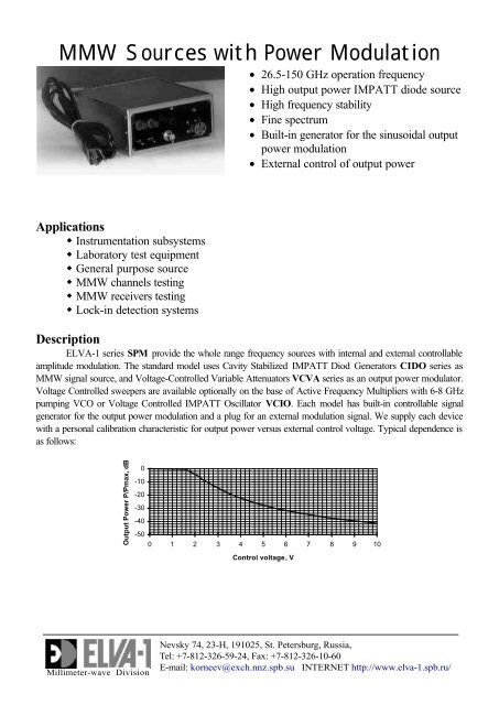 MMW Sources with Power Modulation - ELVA-1 Millimeter Wave ...