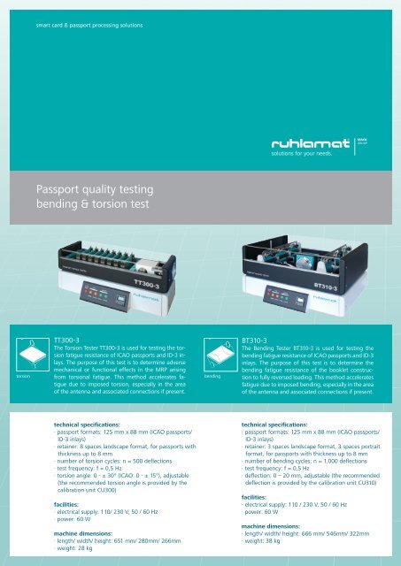 Passport quality testing bending & torsion test - ruhlamat.com