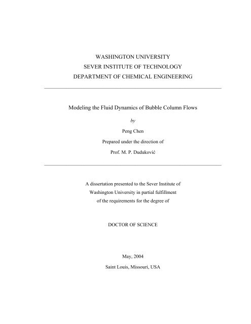 Modeling the Fluid Dynamics of Bubble Column Flows - CREL