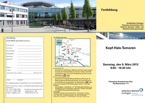 Flyer: Fortbildung Kopf-Hals-Tumoren - Kreiskliniken Esslingen