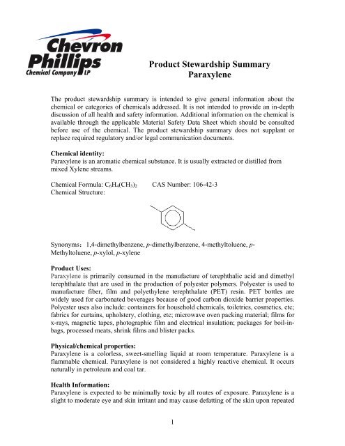 Paraxylene - Chevron Phillips Chemical Company