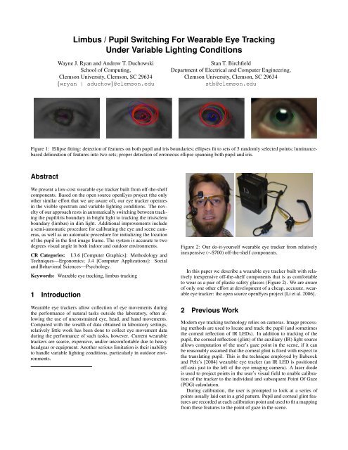 Limbus / Pupil Switching For Wearable Eye Tracking ... - CiteSeerX