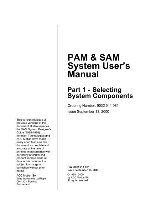 PAM/SAM Part 1 Selecting System Components - Kollmorgen