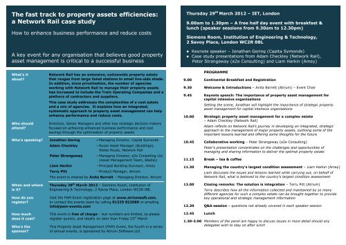The fast track to property assets efficiencies: a Network Rail case study