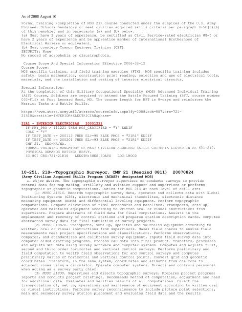 As of 2008 August 10 Form