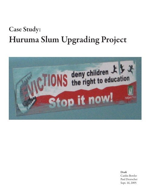 Case Study: Huruma Slum Upgrading Project