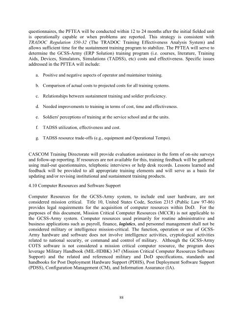 questionnaires, the PFTEA