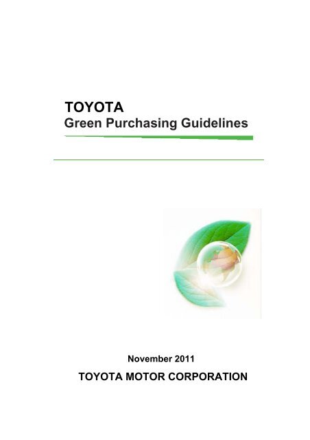 [PDF] TOYOTA Green Purchasing Guidelines