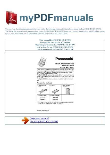 User manual PANASONIC KX-DT390 - 1
