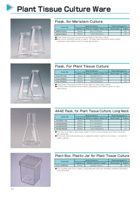 IWAKI Glass Ware - Plant Tissue Culture Ware