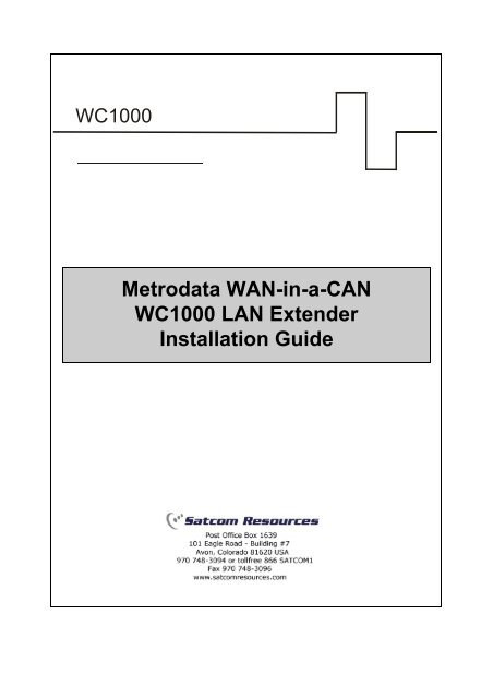 Metrodata WAN-in-a-CAN WC1000 LAN Extender Installation Guide