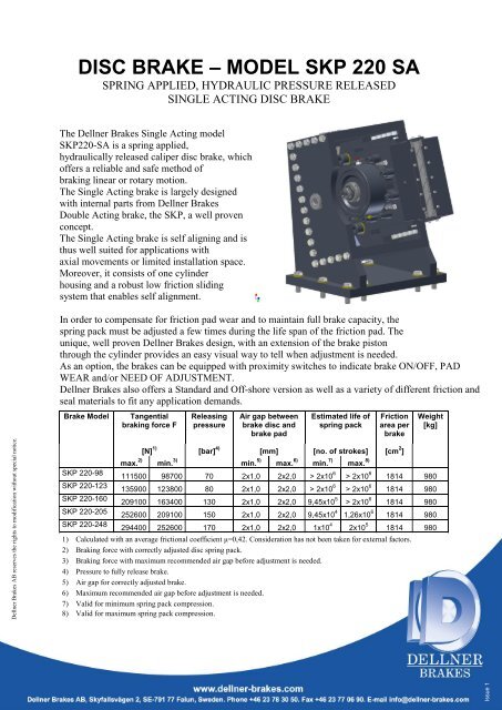 Download datasheet - Dellner Brakes