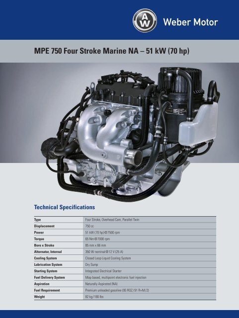MPE 750 Four Stroke Marine NA – 51 kW (70 hp) - Weber Motor ...