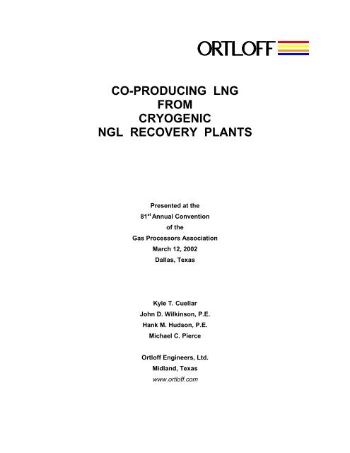 co-producing lng from cryogenic ngl recovery plants - Ortloff ...