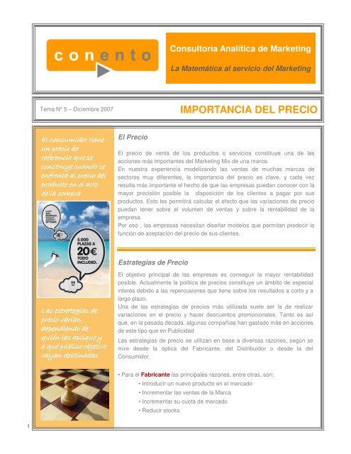 Tema 5 - Importancia del Precio - Conento