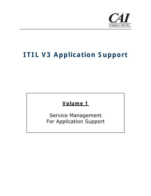 ITIL V3 Lifecycle for Application Support - IT Service Management ...