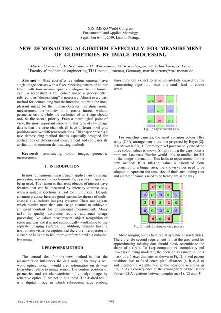 new demosaicing algorithm especially for measurement of ...
