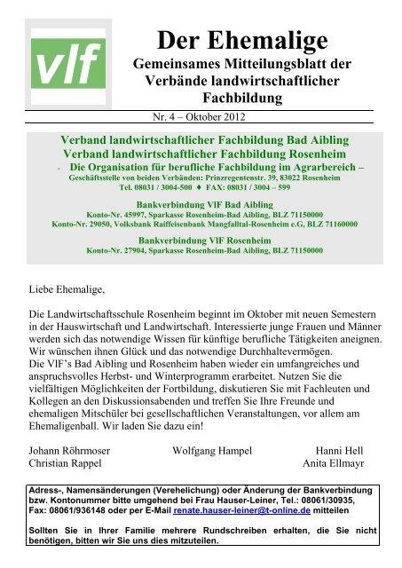 Rundbrief - Verband für landwirtschaftliche Fachbildung in Bayern eV