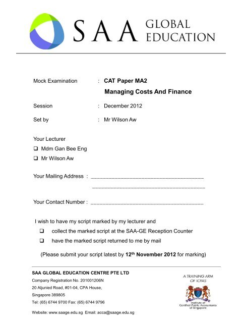 CAT Paper MA2 - SAA-GE