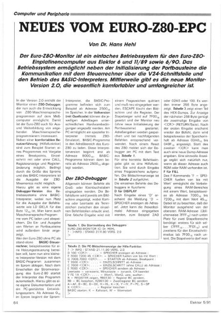 NEUES VOM EURO-Z80-EPC - Kolter Electronic