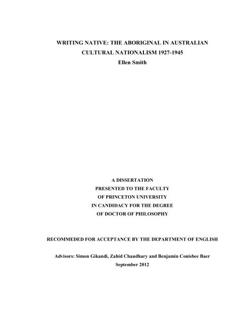 WRITING NATIVE: THE ABORIGINAL IN AUSTRALIAN CULTURAL ...