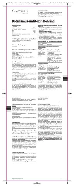 Botulismus-Antitoxin Behring - Immunisation
