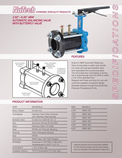 ABW Automatic Balancing Valve with Butterfly - NuTech: Hydronic ...