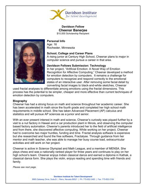 Cheenar Banerjee - Davidson Institute