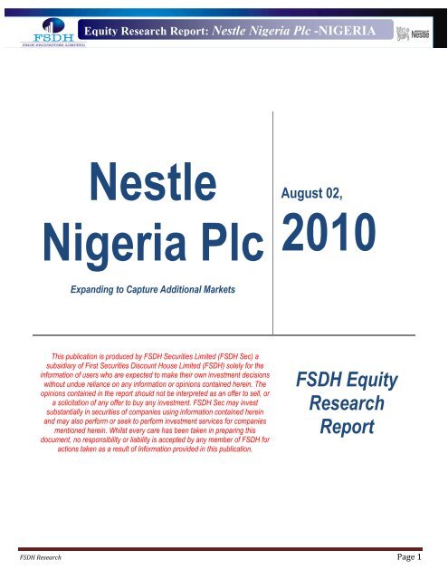 Nestle Nigeria Plc - Proshare