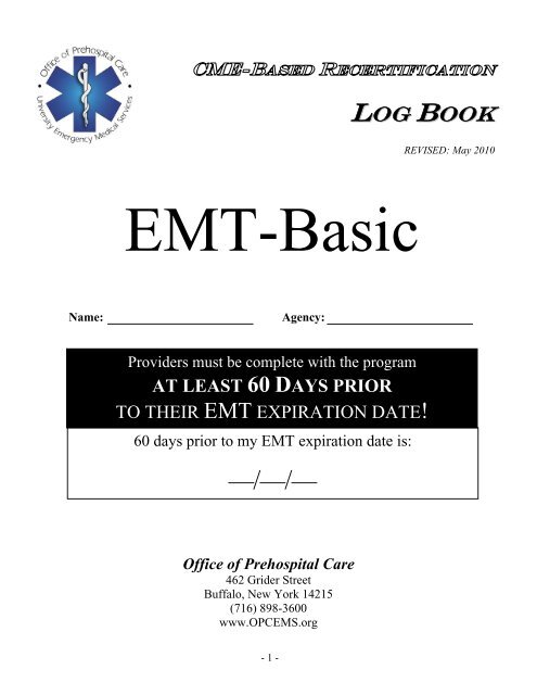 Basic (pdf) - LOG BOOK - Office of Prehospital Care