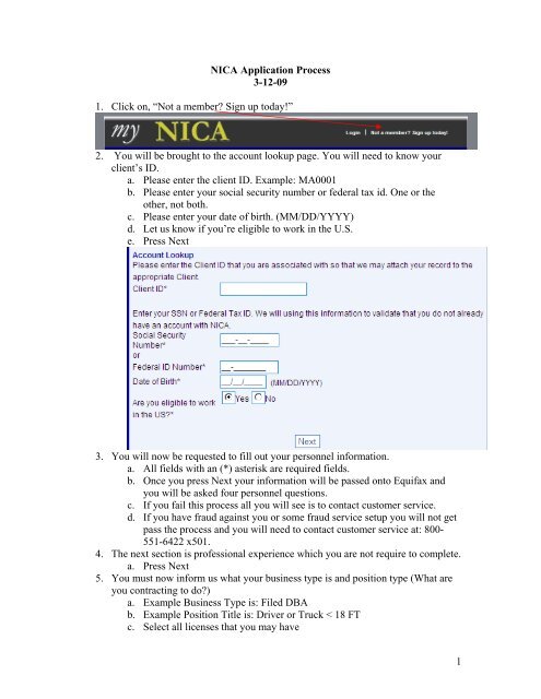 NICA Application Process - MyNICA