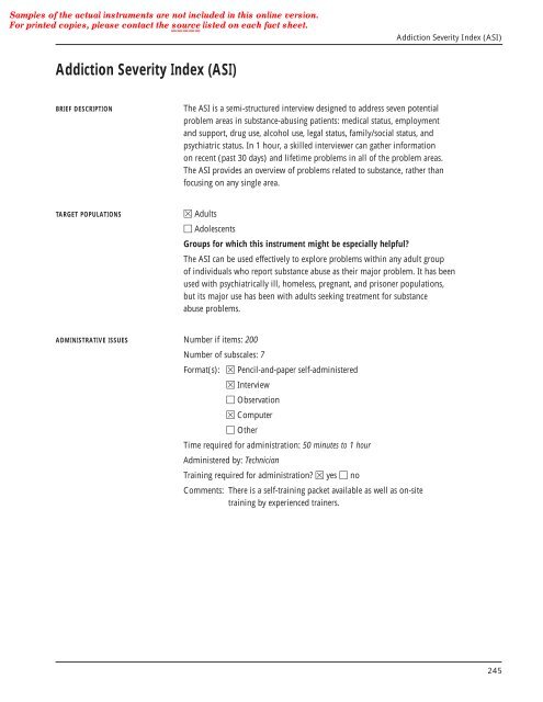 Addiction Severity Index (ASI)