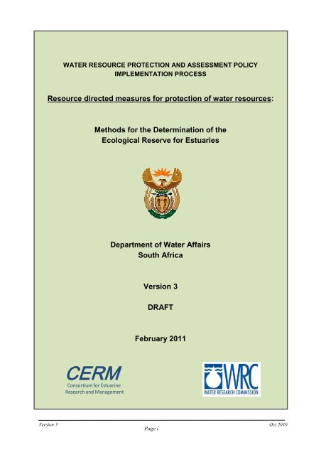 Resource directed measures for protection of water resources ...