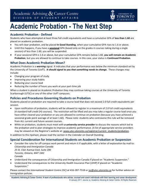 Academic Probation Letter