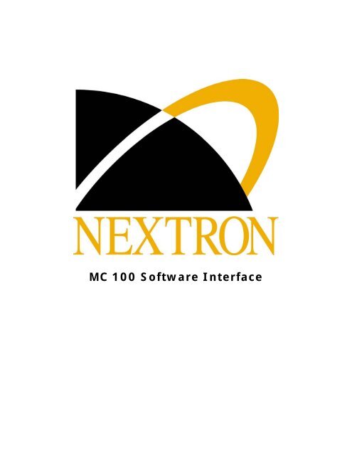 MC 100 Software Interface - Nextron Corporation
