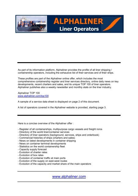 Liner Operators - Alphaliner