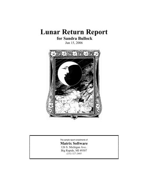 Lunar Return Report - Matrix Astrology Software