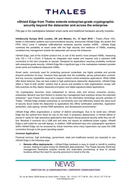 nShield Edge from Thales extends enterprise-grade ... - CC