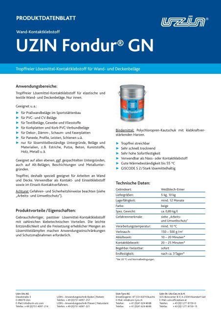Produktdatenblatt - Uzin Utz AG