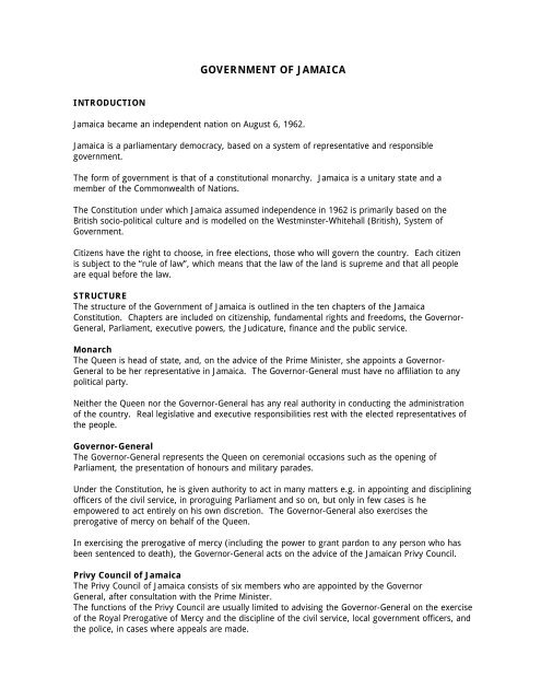 GOVERNMENT OF JAMAICA - Jamaica Information Service