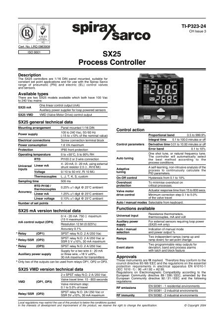 SX25 Process Controller - Spirax Sarco