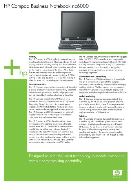 HP Compaq Business Notebook nc6000 - Laptop Direct
