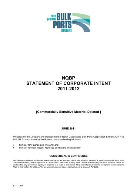 NQBP STATEMENT OF CORPORATE INTENT 2011-2012 - Close
