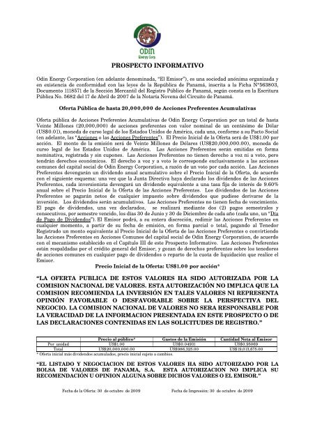 PROSPECTO INFORMATIVO - Multibank